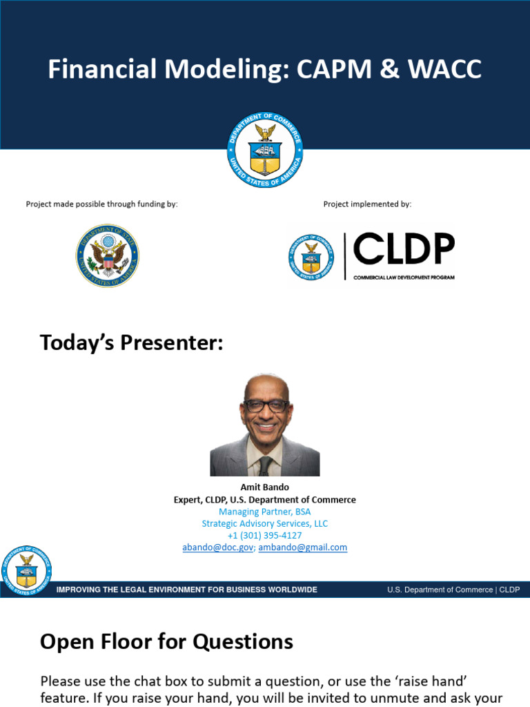 PPP Authority Financial Modeling CAPM, WACC, and Iteration | PDF | Capital Asset Pricing Model ...