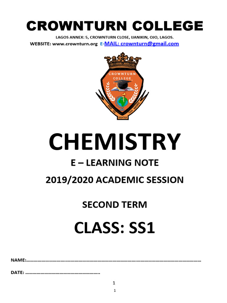 2ND Term S1 Chemistry | PDF | Mole (Unit) | Chemical Bond