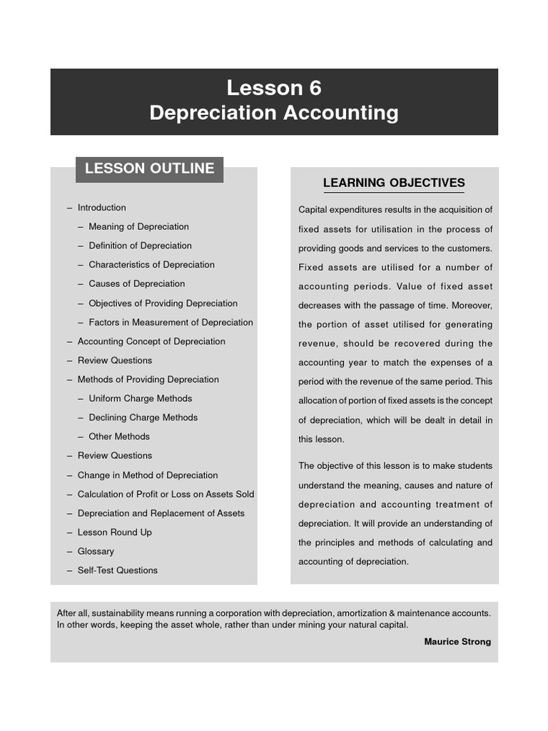 Lesson 6 | Download Free PDF | Depreciation | Fixed Asset
