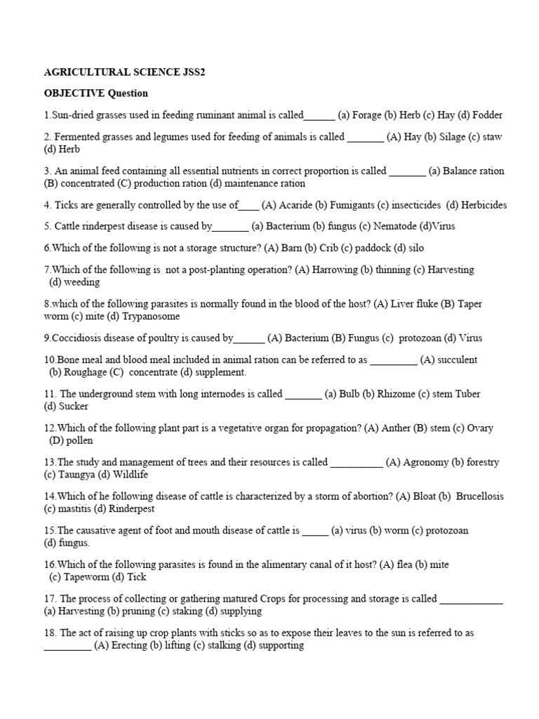 AGRICULTURAL SCIENCE JSS-WPS Office | PDF | Fodder | Hay