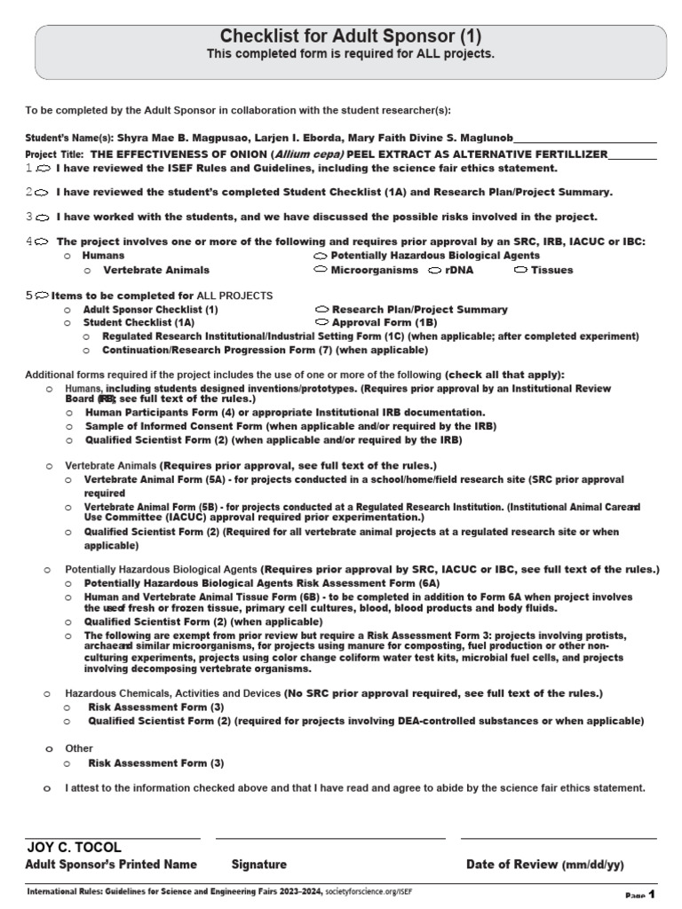 ISEF | PDF | Institutional Review Board | Microorganism