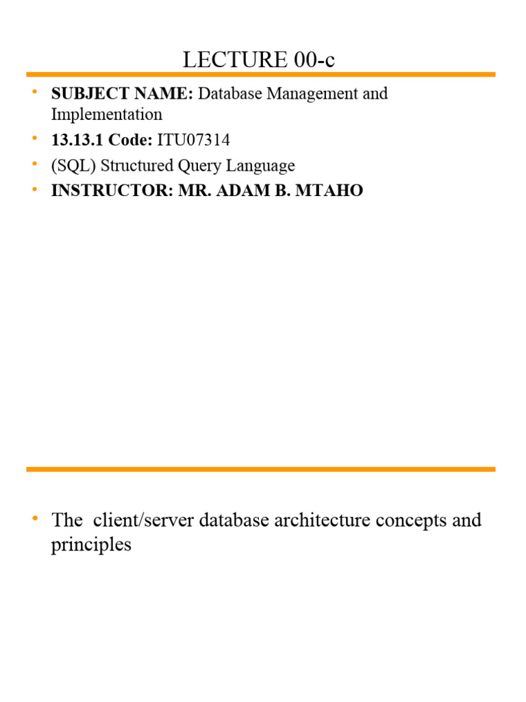 Database Lecture 1 Pdf Databases Sql