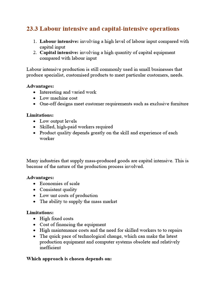 Labour and Capital Intensive | PDF