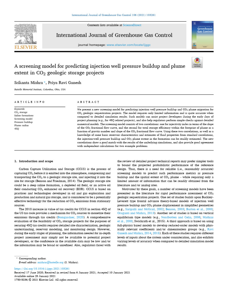 CO2 Injection Well Pressure Model | PDF | Carbon Capture And Storage ...