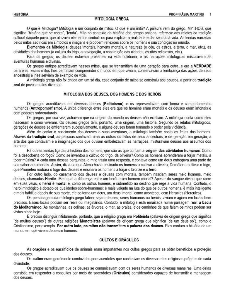 História Antiga-Mitologia Grega | PDF | Aquiles | Mitologia grega