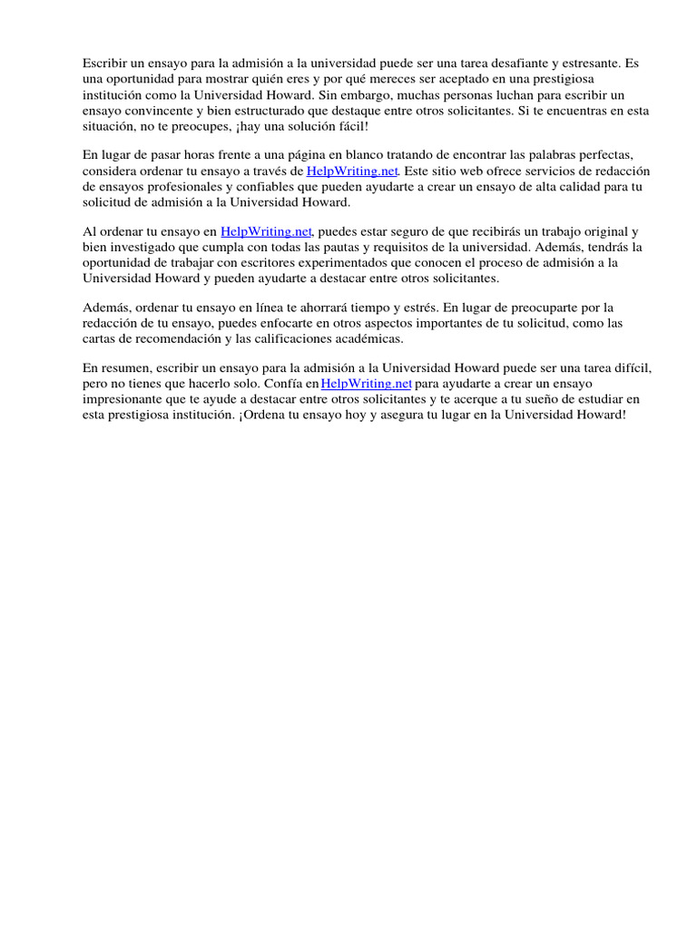Cómo Escribir Un Ensayo para La Admisión A La Universidad Howard | PDF ...