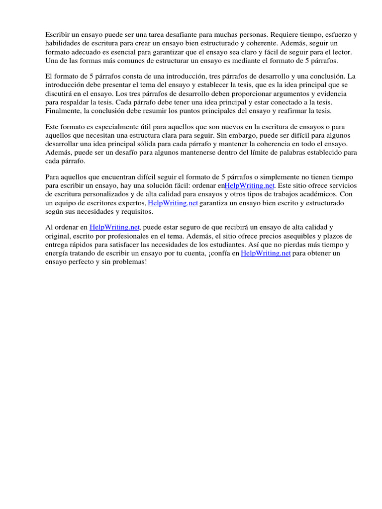 Formato de Ensayo de 5 Párrafos | PDF | Ensayos | No ficción