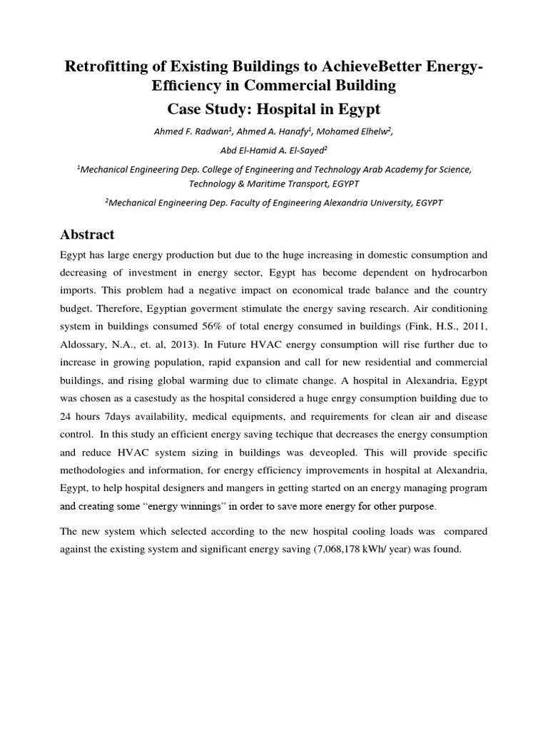 Energy Efficiency in Egyptian Hospitals | PDF | Efficient Energy Use ...