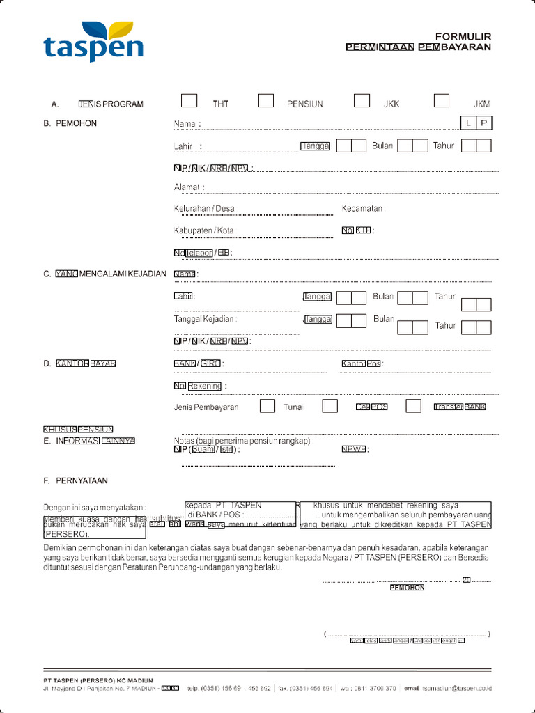Persyaratan Klim Taspen - Usul SK Janda Tni-Sipil | PDF