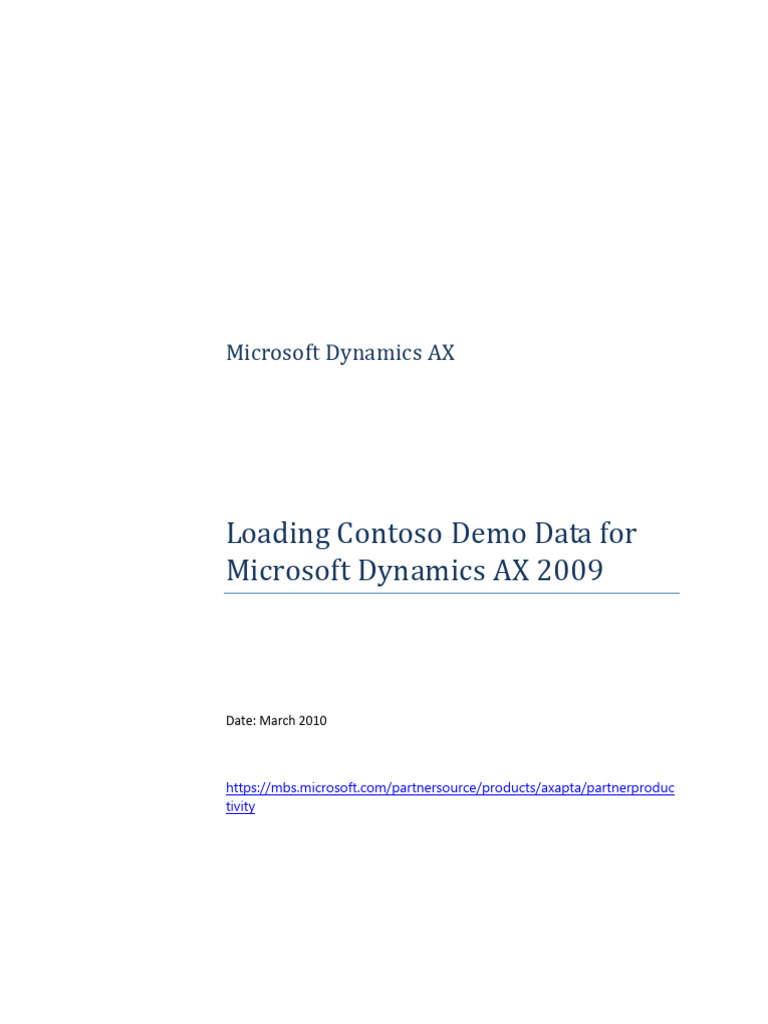 Loading Contoso Demo Datafor Dynamics AX2009 | PDF | Databases | Microsoft Sql Server