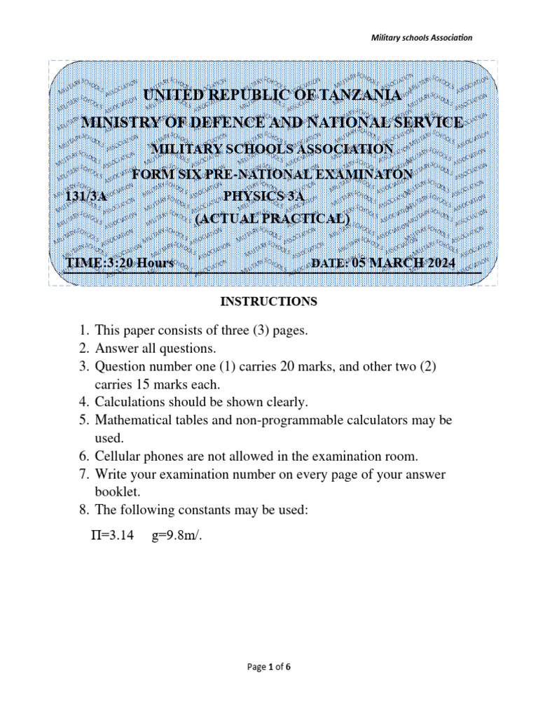 PHYSICS 3A MSA 2024 | PDF | Logarithm | Temperature
