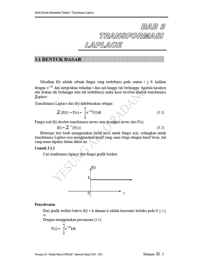 Transformasi Laplace Teknik Mesin | PDF