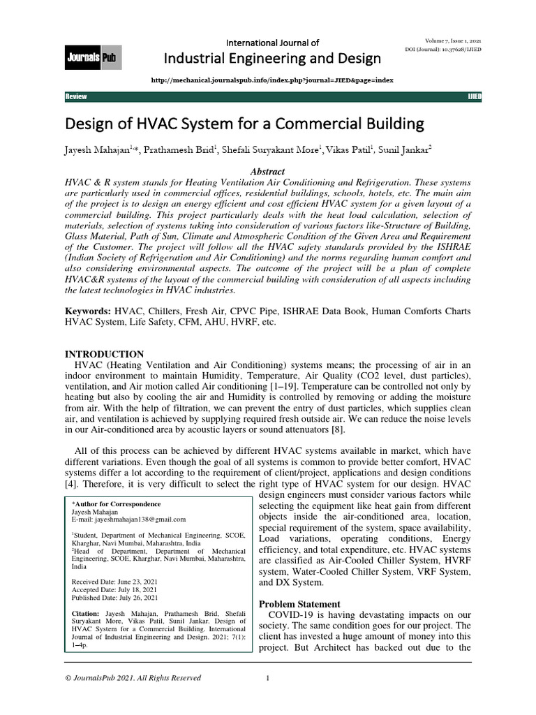(1-4) Design of HVAC System For A Commercial Building. | PDF | Humidity ...
