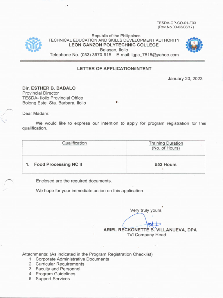 Letter of Intent | PDF