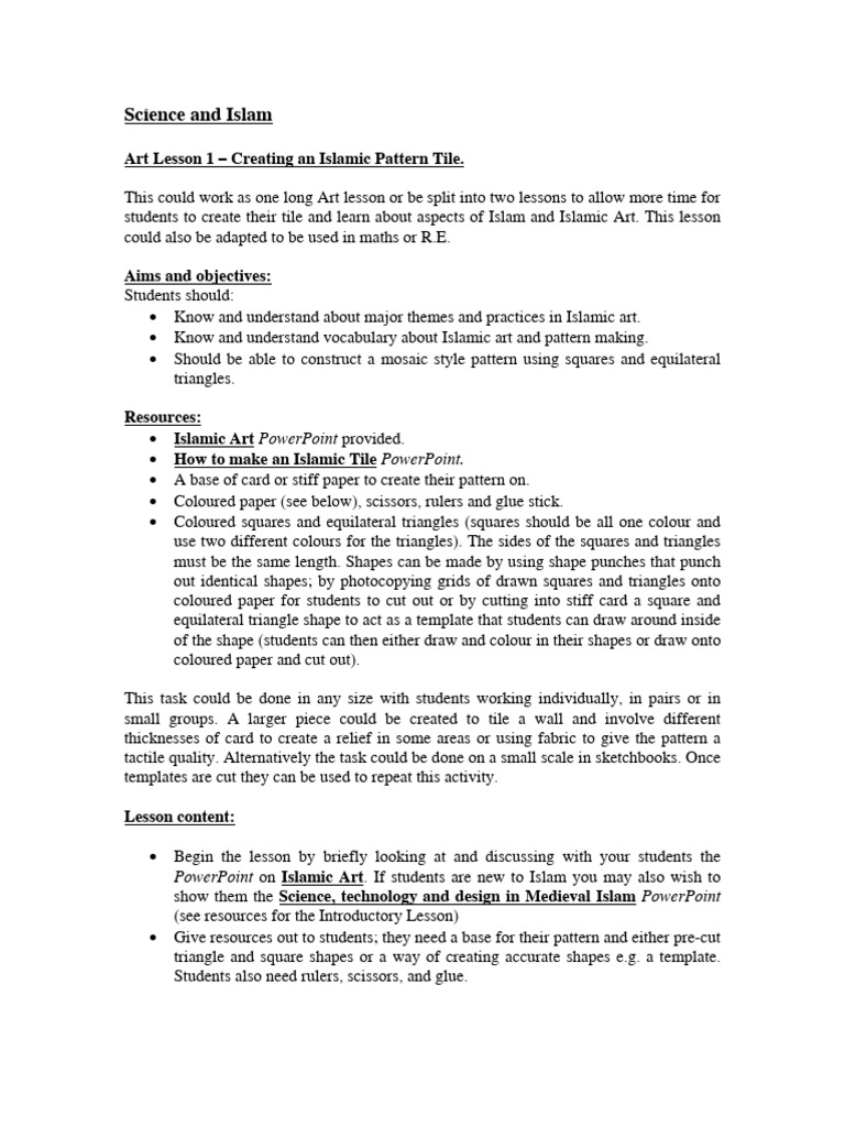 Islamic art lesson 1 | PDF | Tile | Shape
