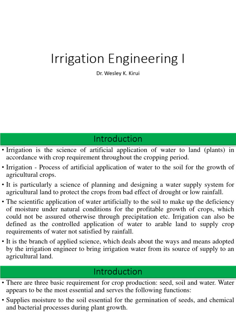 Irrigation Engineering Class Notes | PDF | Soil | Irrigation