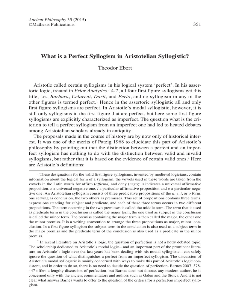 Aristotelian Syllogistic | PDF | Logic | Mathematical Logic