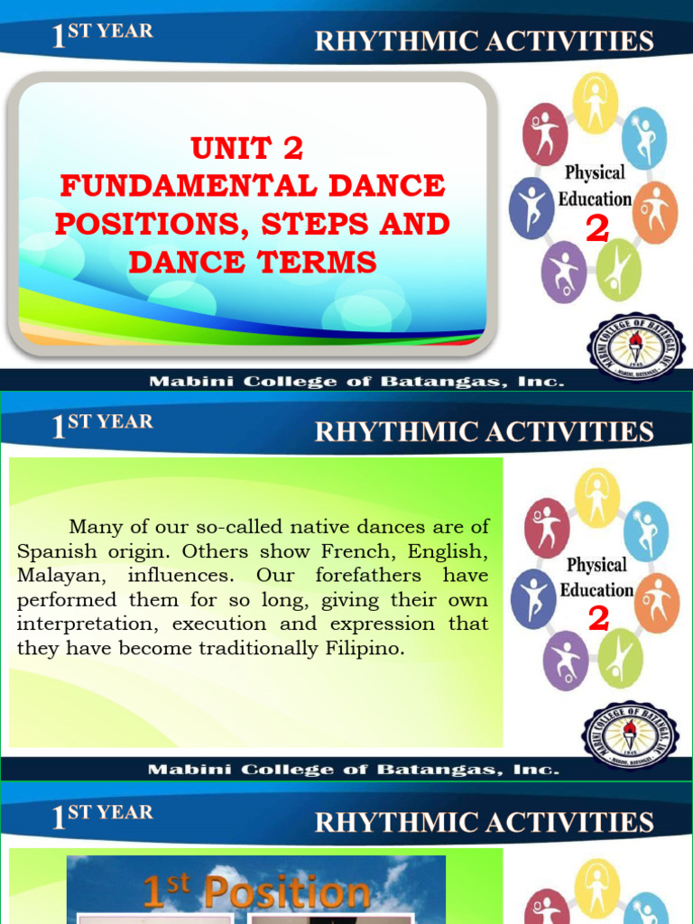 Unit 2 Fundamental Dance Positions Steps and Dance Terms 1 | PDF | Clothing
