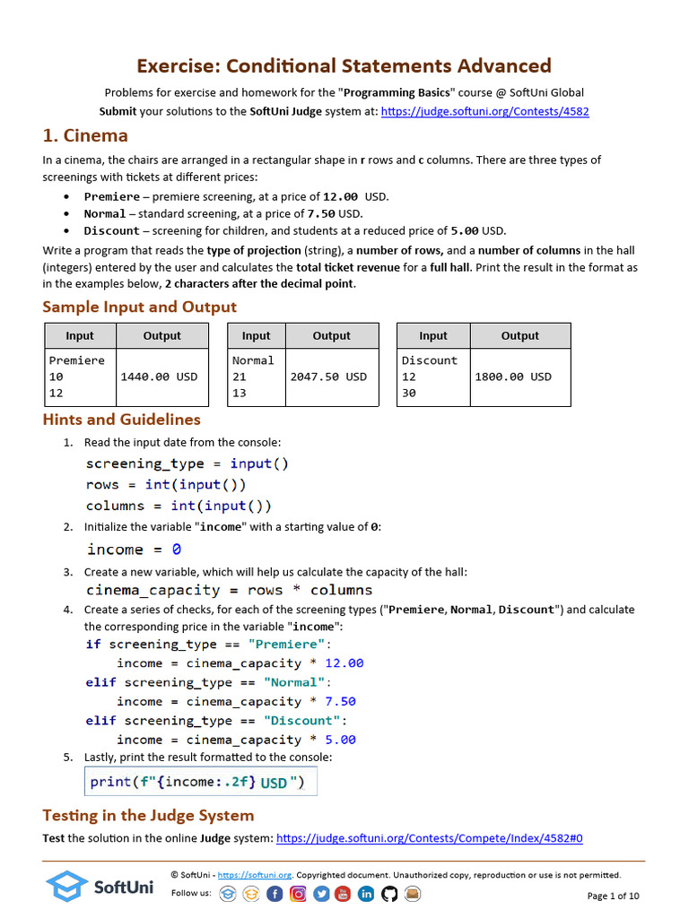 03.PB Python Conditional Statements Advanced Exercise | PDF | Copyright | Computing