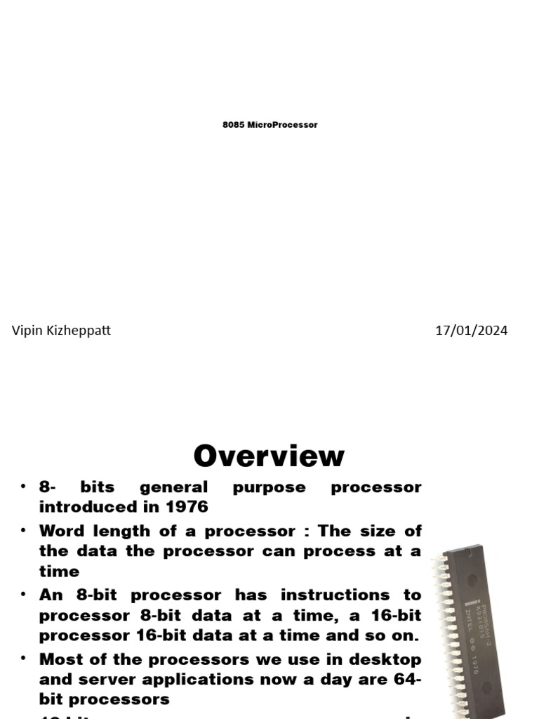 Vipin Kizheppatt 17/01/2024: 8085 Microprocessor | PDF | Central ... Vipin Kizheppatt 17/01/2024: 8085 Microprocessor | PDF | Central ...