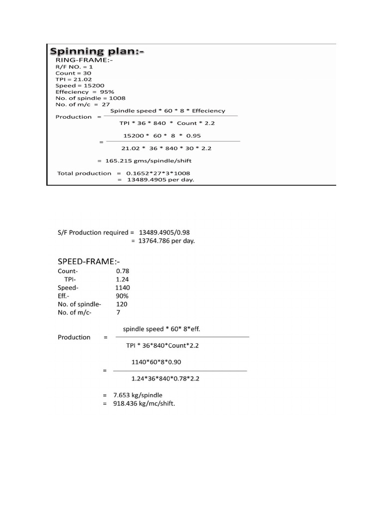 Textile Calculation | PDF