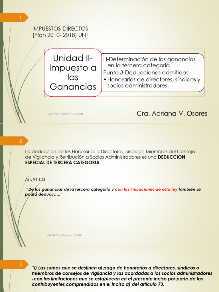 Deducciones 3a. Categ - Honorarios Directores | PDF | Impuestos ...