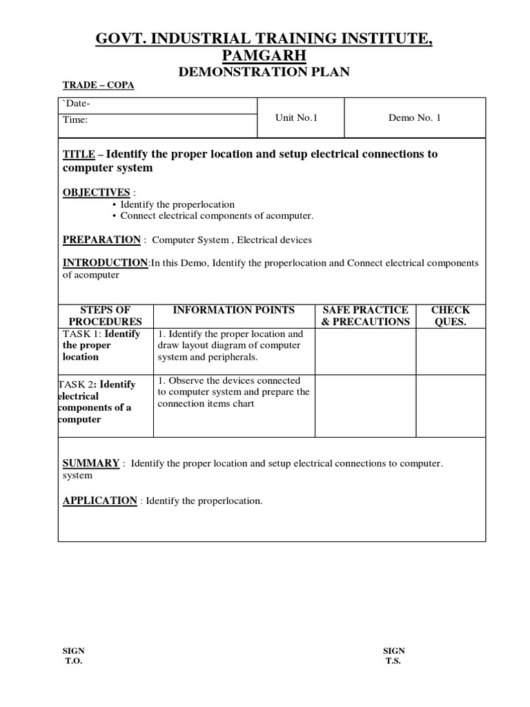 COPA Demostration Plan | PDF | Bios | Computer File