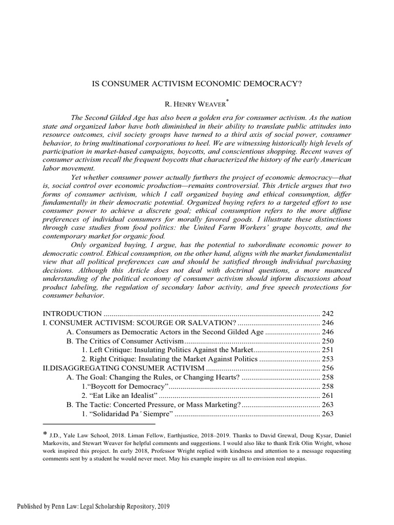 Is Consumer Activism Economic Democracy | PDF | Activism | Boycott