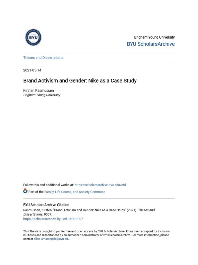 Brand Activism and Gender - Nike As A Case Study | PDF | Masculinity ...