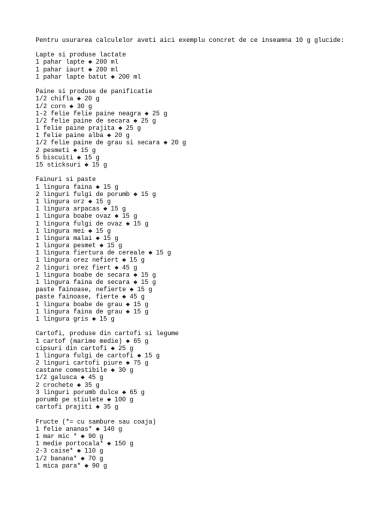 Ce Inseamna 10 G Glucide | PDF | Cooking, Food & Wine