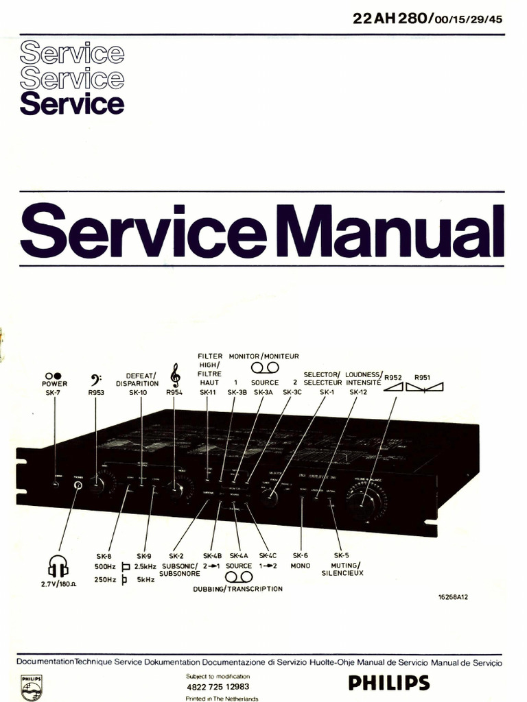 Hfe Philips Ah280 Service Multi Lang | PDF