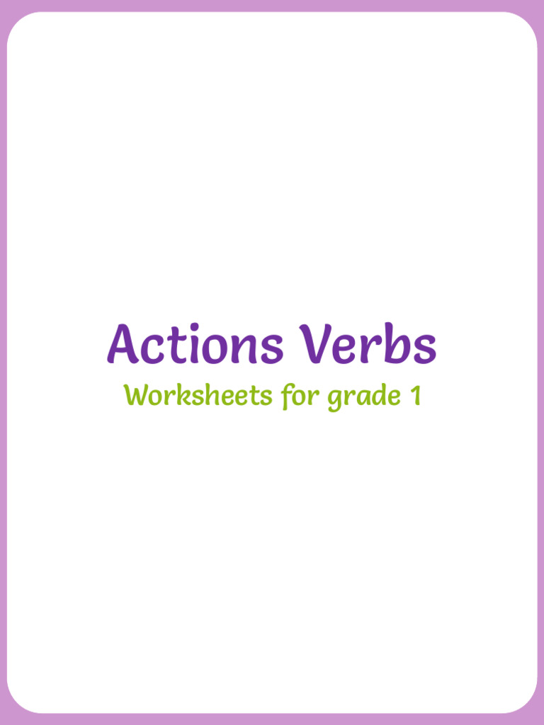 Action Verbs Worksheet Find and Circle The Verb | PDF