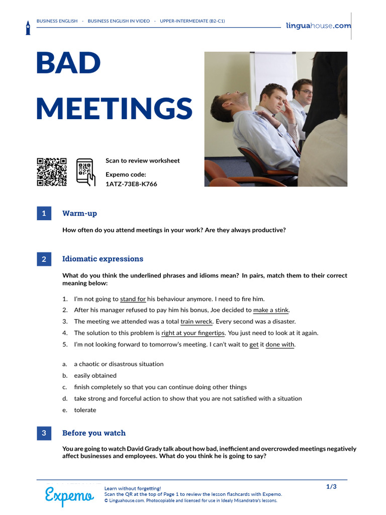 Bad Meetings British English Student | PDF | Adjective | Verb