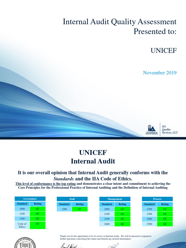 UNICEF Internal Audit Quality Assessment | PDF | Internal Audit | Audit
