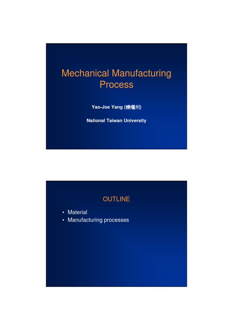 Mechanical Manufacturing Process: Outline | PDF | Numerical Control | Solid