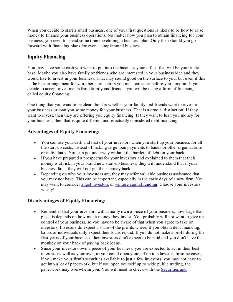 Evaluating the Pros and Cons of Debt Financing Versus Equity Financing ...