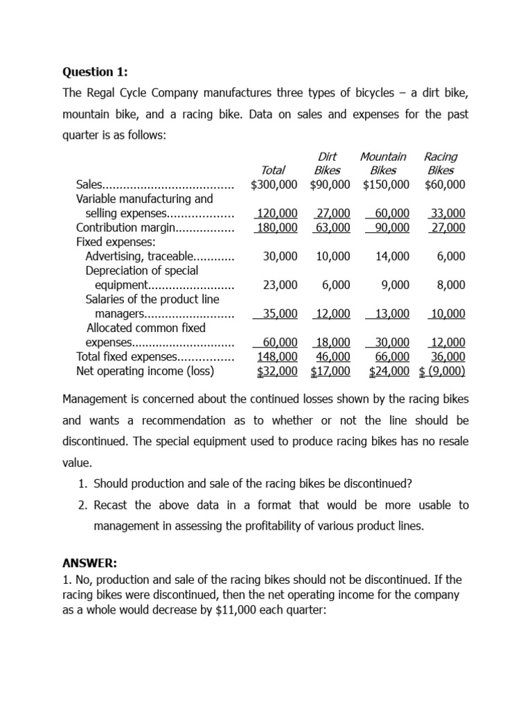 Racing Bikes Profitability Analysis | PDF | Expense | Financial Economics