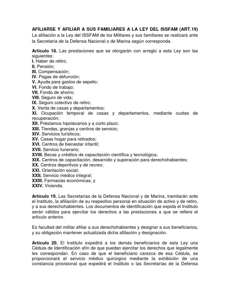 Afiliarse y Afiliar A Sus Familiares A La Ley Del Issfam | PDF ...