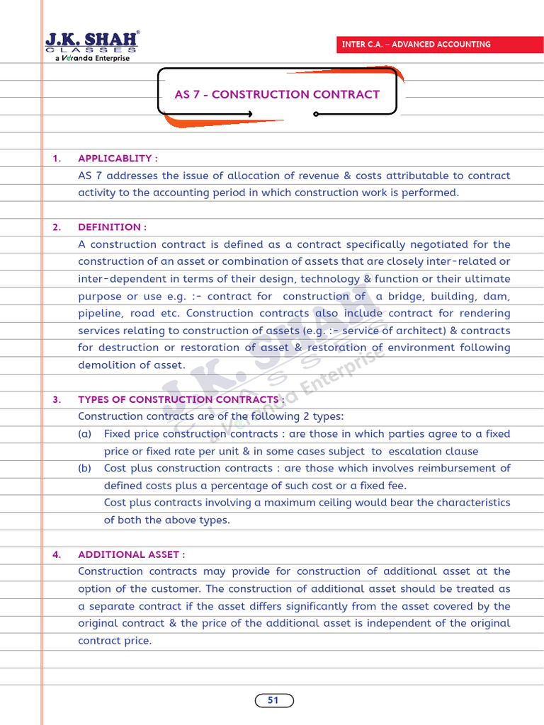 AS 7 - Construction Contract | PDF | Cost | Expense