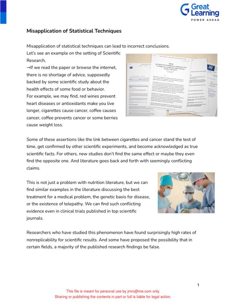 Misuse of Statistics in Research Findings | PDF | Type I And Type Ii ...