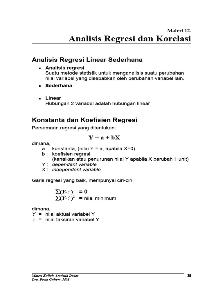 Materi12 Analisis Regresi Dan Korelasi | PDF | Metode & Bahan Ajar