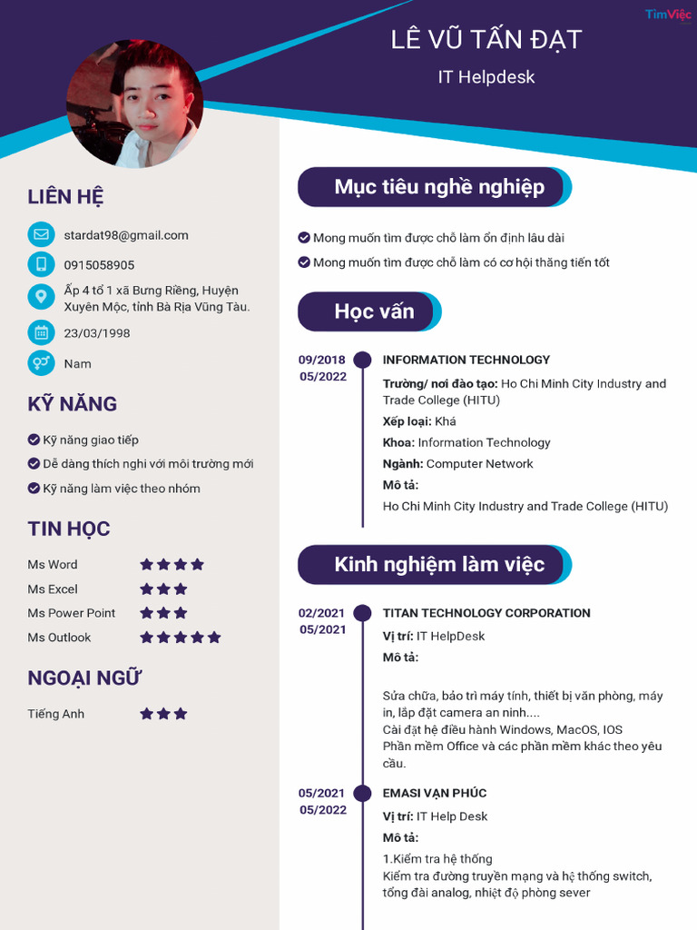 IT Helpdesk - Le Vu Tan Dat | PDF