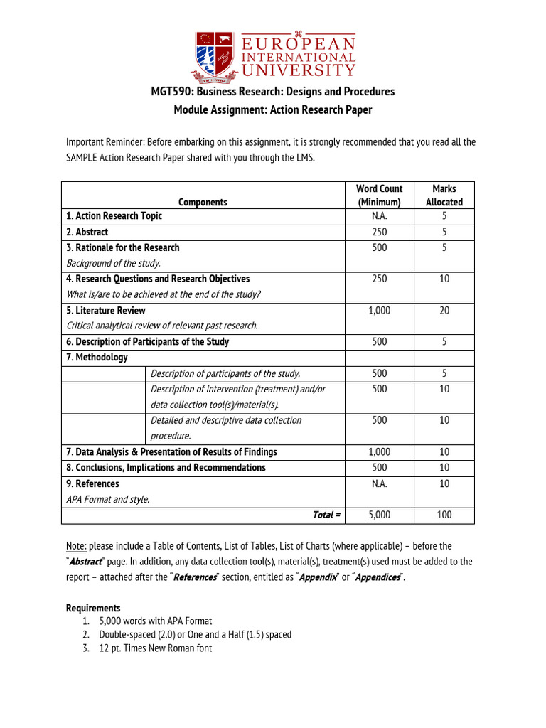 Mgt590-Action-Research-Paper-Assignment (1) (Eiu) | PDF | Abstract (Summary) | Data