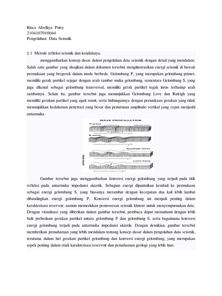 Rizca Abelliya Putry - 2104107010044 - Pengoloahan Data Seismik | PDF