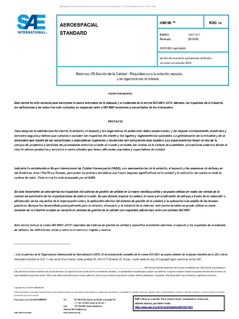 As 9100 Rev-D-Espaol - Compress | PDF