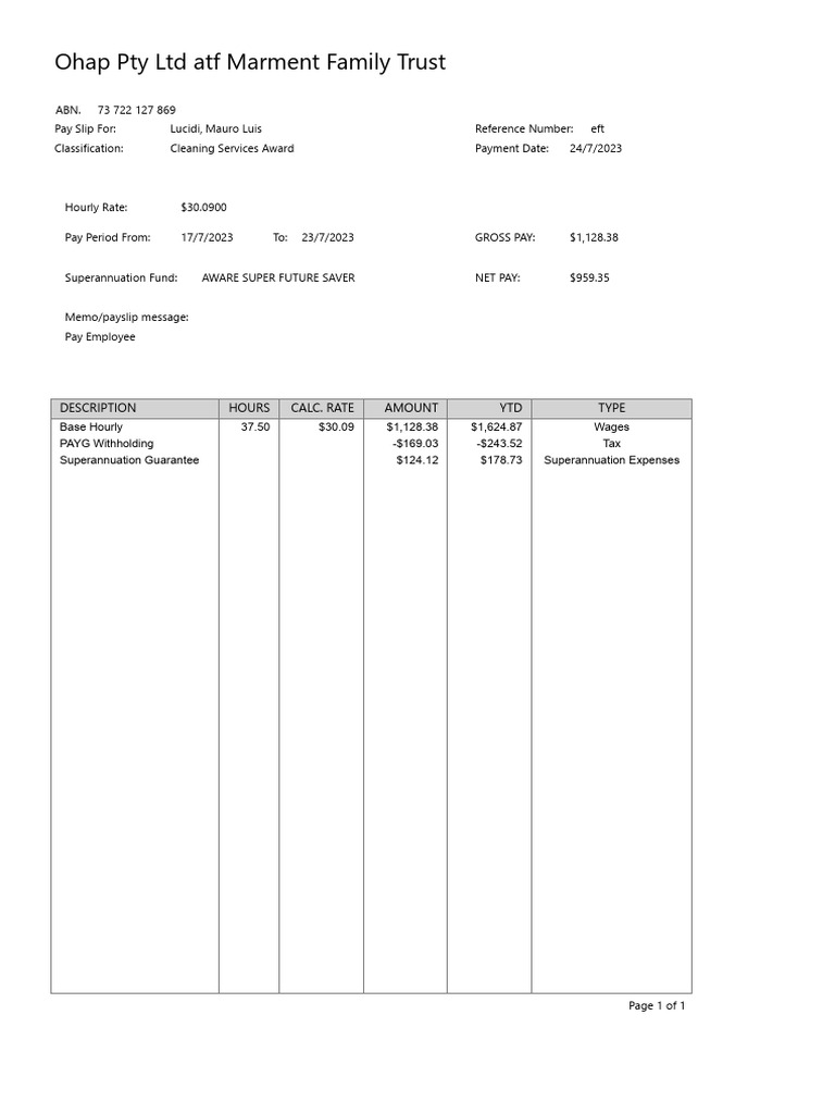 Mauro Lucidi Pay Slip July 2023 | PDF | Business | Finance & Money ...
