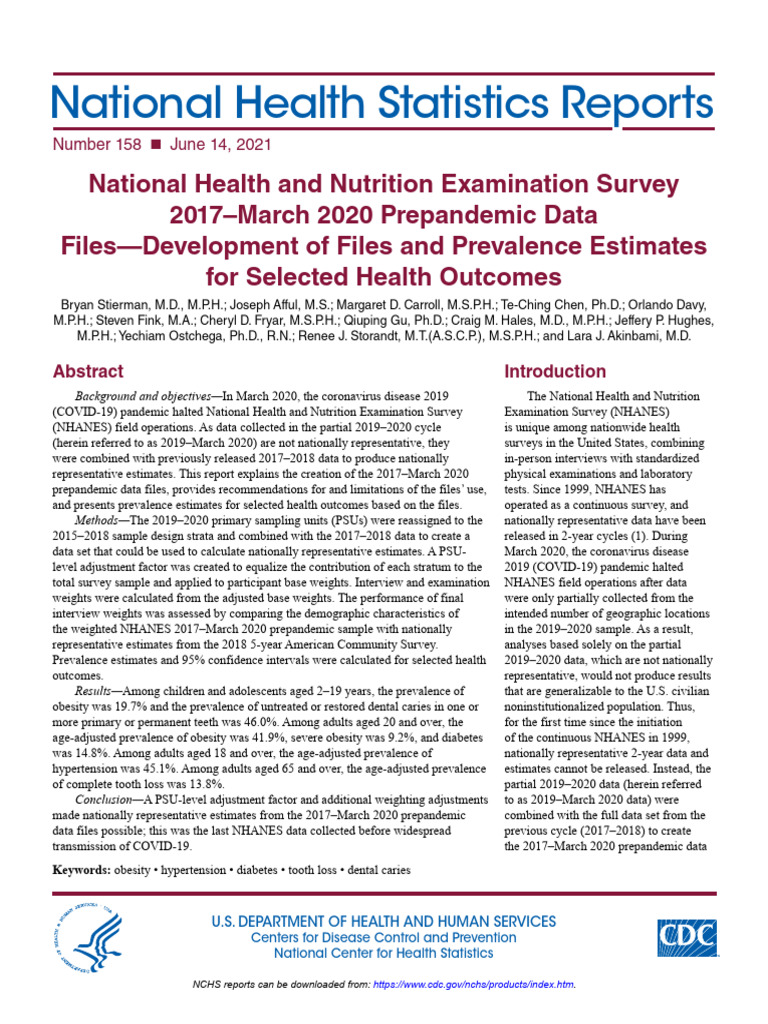 nhsr158 508 | PDF | Sampling (Statistics) | Survey Methodology