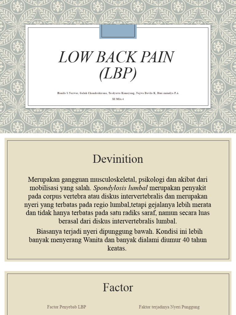 Low Back Pain | PDF