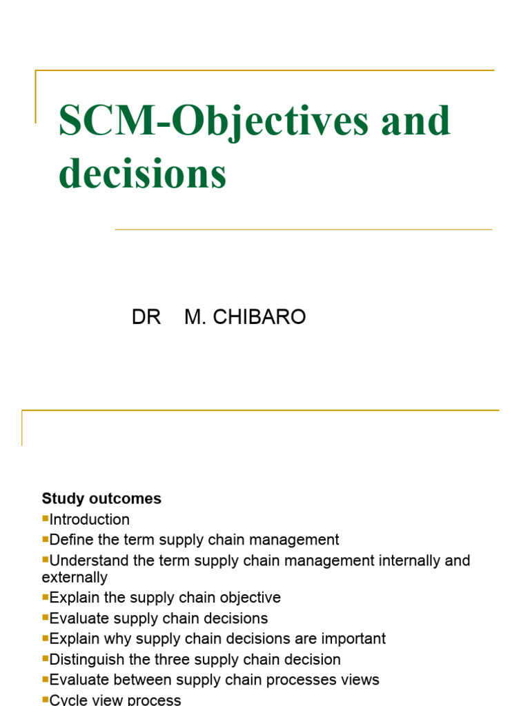 Lesson 2 - Supply Chain Objectives and Decisions | PDF | Supply Chain ...