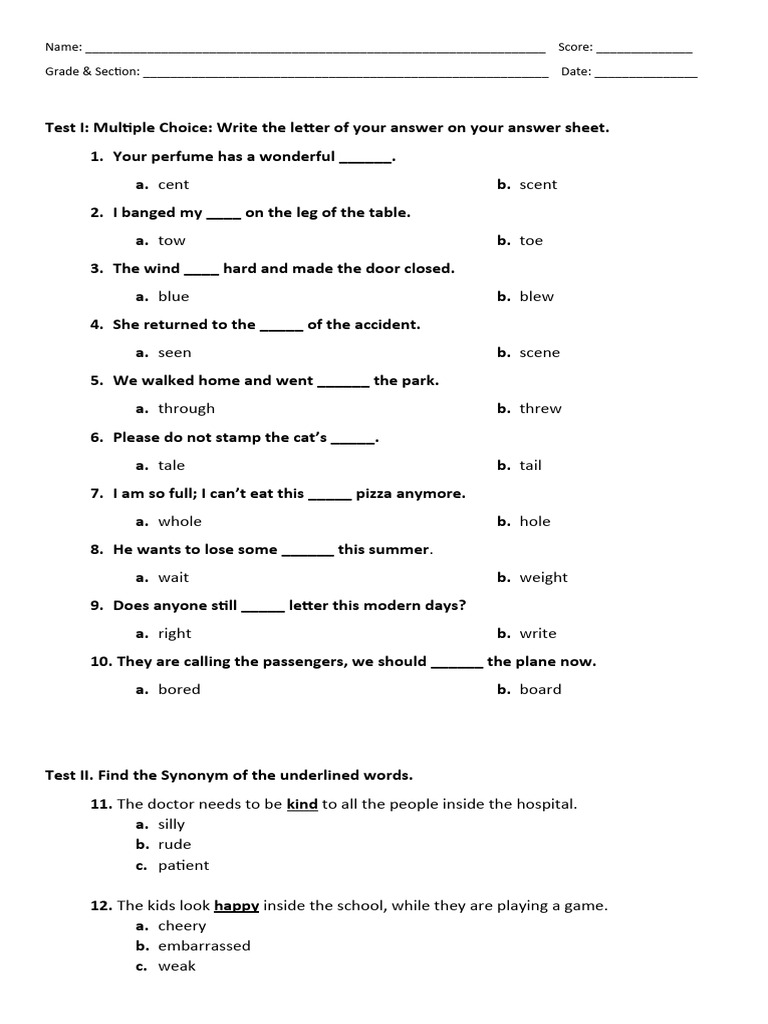 Third Periodical Exam in English in Gr2 | PDF